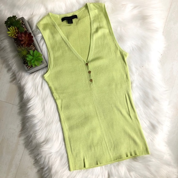 Express | Tops | Nwot Express Silk Lime Green Ribbed Sleeveless Top ...